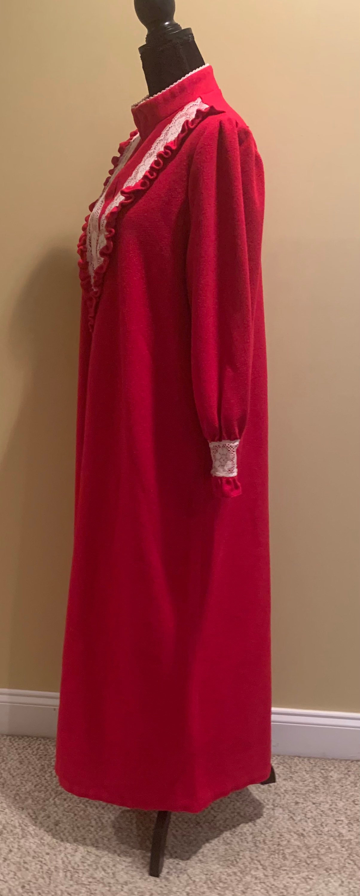 Vintage Red Velour Robe Long Sleeve Full Length Zip Front by - Etsy