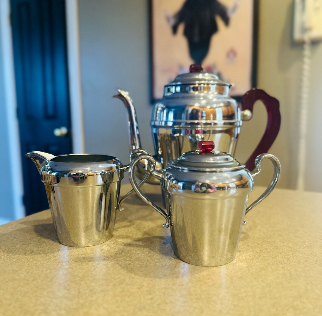 Cromwell Silver Mfg Chrome Coffee Server Set With Creamer and Sugar ...