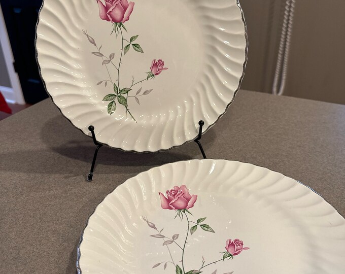 Scio Dorset Fluted Pink Rose Dinner Plates Set of 2 Vintage - Etsy
