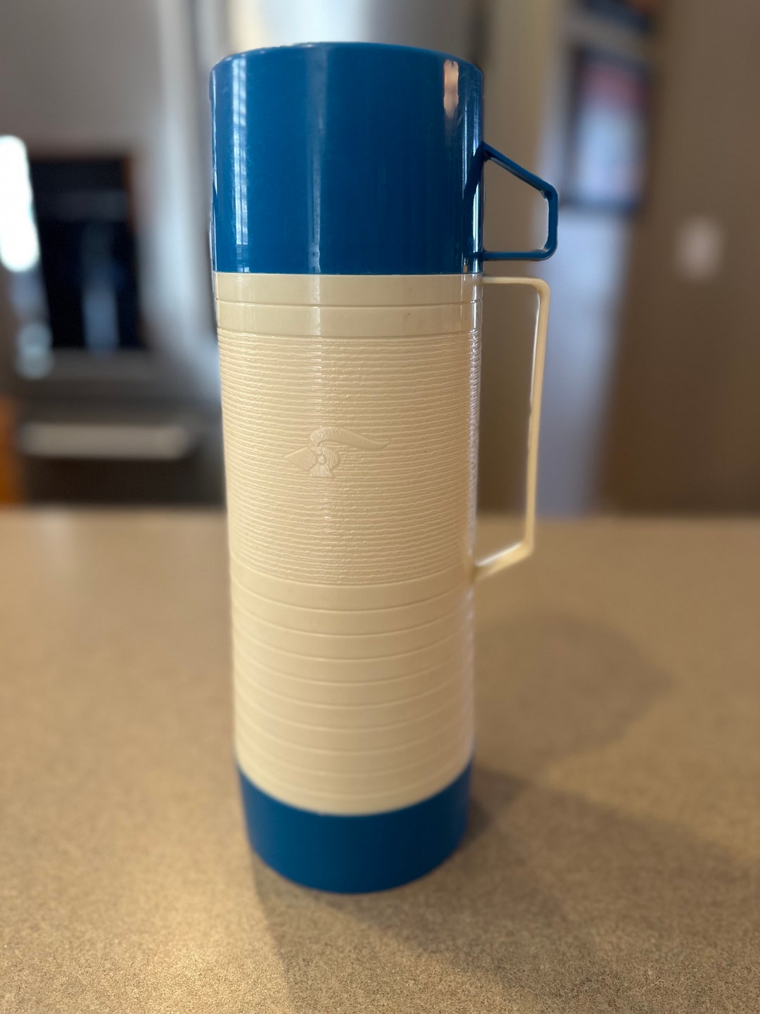 Aladdin Dura Clad Insulated 1 Quart Thermos White and Blue Vintage - Etsy