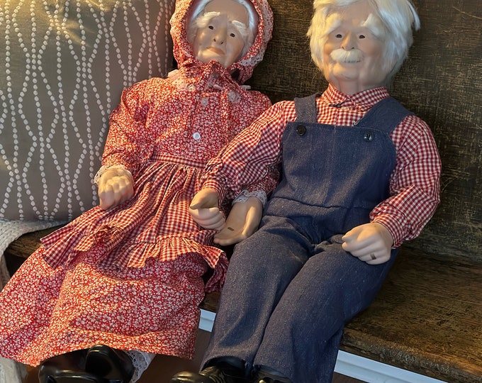 William Wallace Jr. Elderly Porcelain Dolls Grandpa Tom Grandma Alicia ...