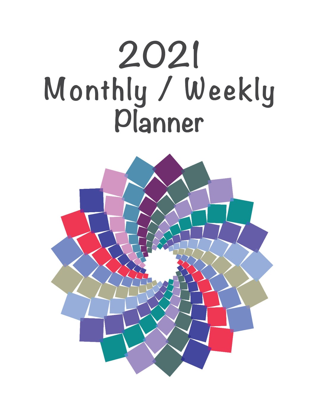 2021 Monthly and Weekly Planner Digital Printable 102 Pages Cover Art ...