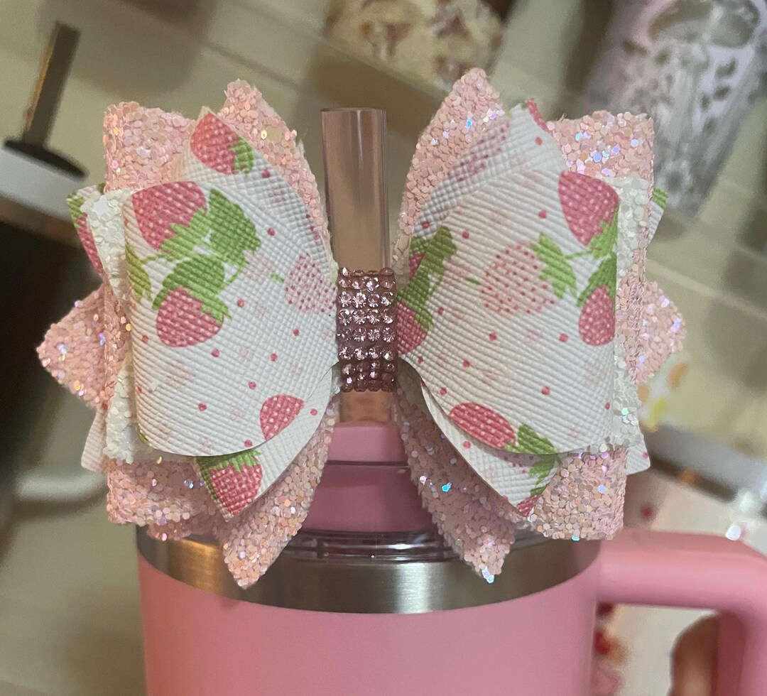 Pink Strawberries Bow - Bow Topper for Stanley’s - Etsy