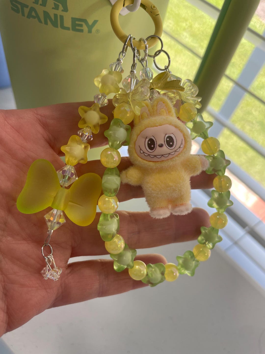 Yellow and Green Labubu Bag or Cup Charm/keychain With Swarovski ...