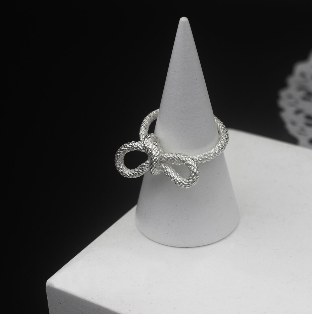 Silver Bow Knot Ring With Rope Texture 1 - Etsy