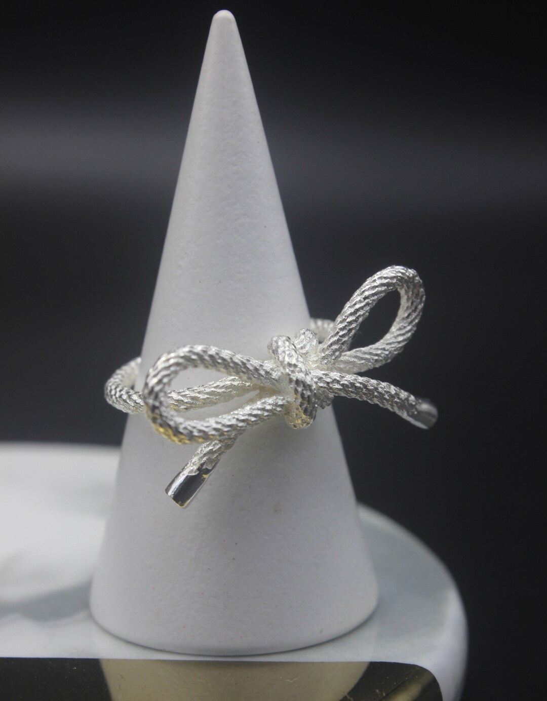 Silver Bow Knot Ring With Rope Texture 4 - Etsy