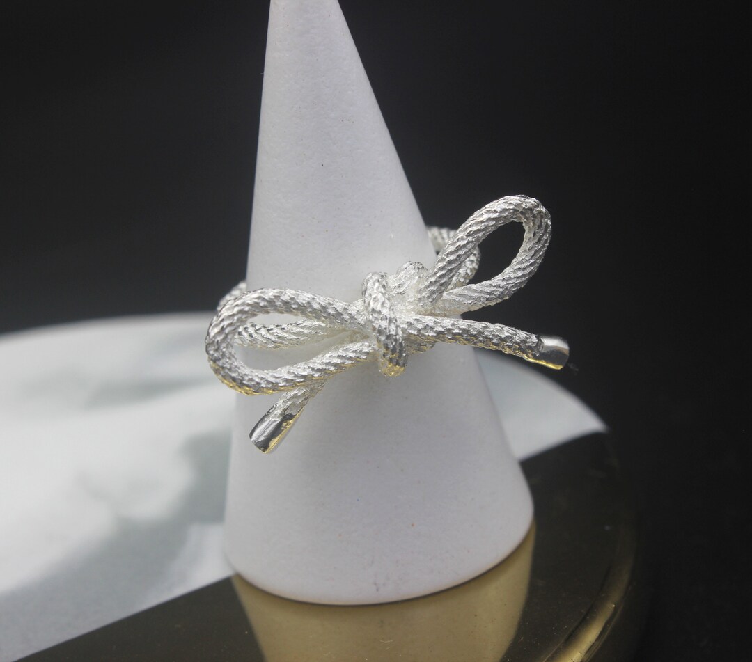 Silver Bow Knot Ring With Rope Texture #1 - Etsy