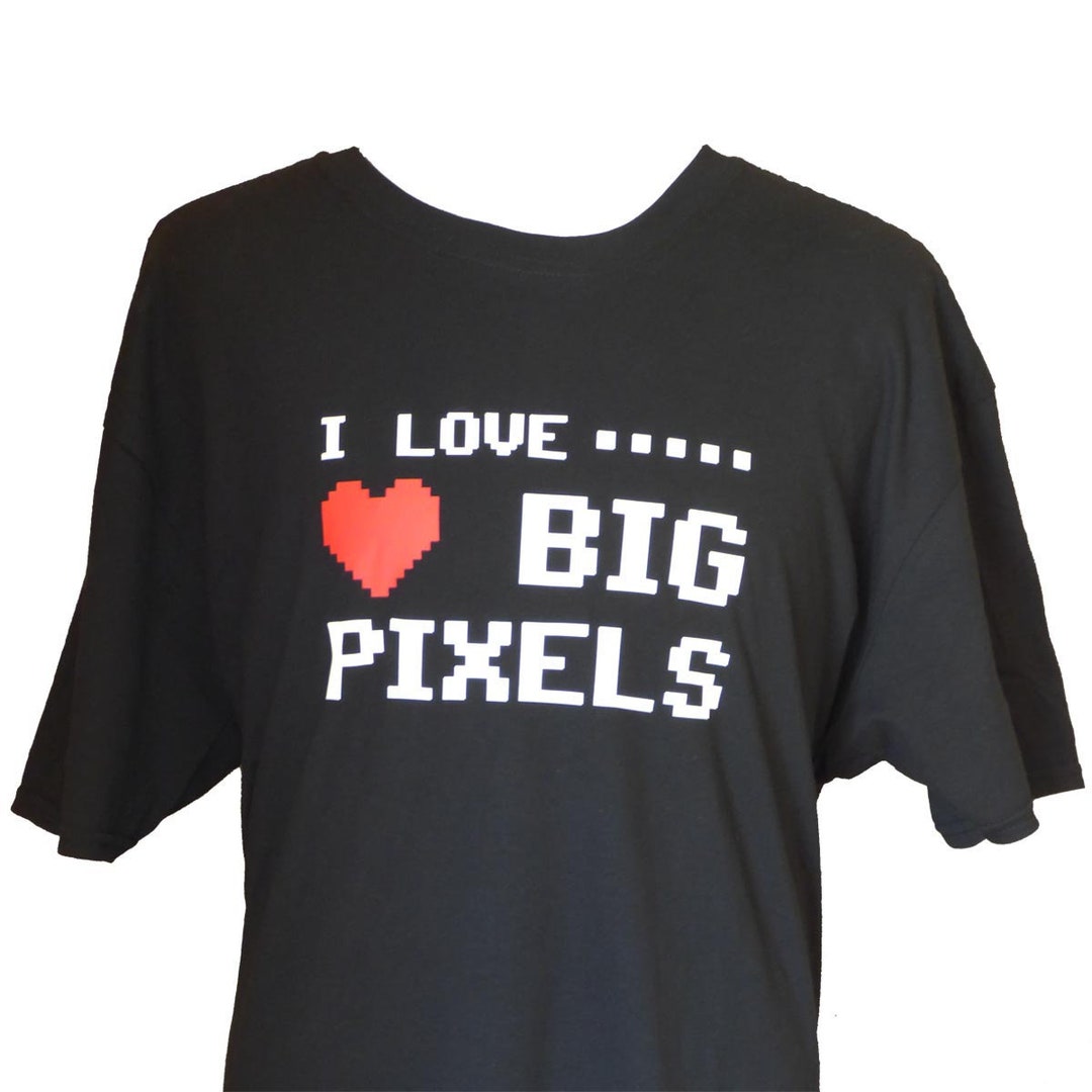 Retro Pixel Art Shirt Men Statement Shirt With Saying 'I Love Big ...