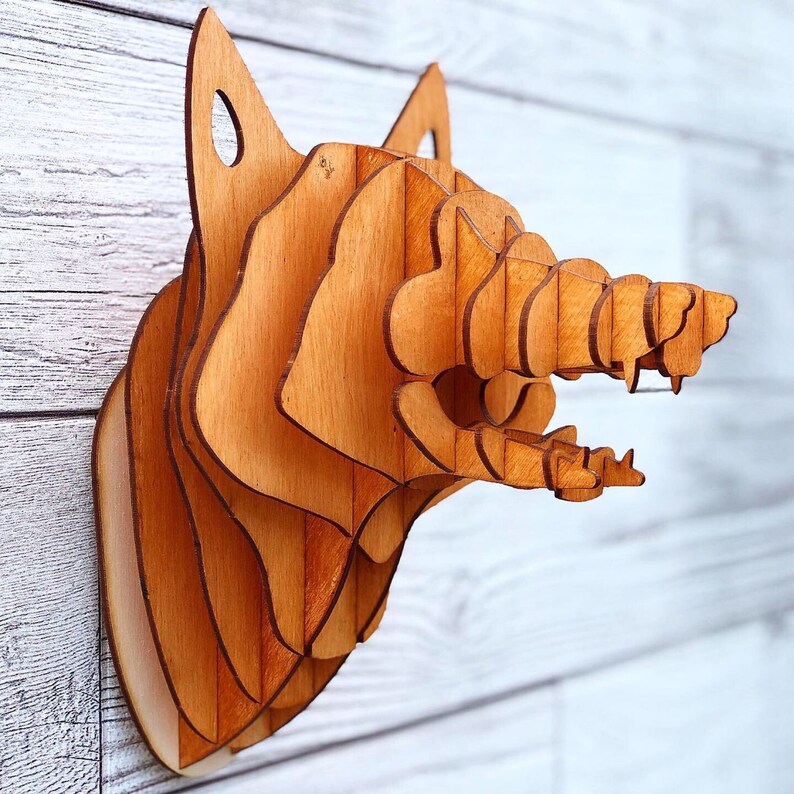 Fox Head 3D. Laser Cut Vector Files. DXF, SVG, CDR, Ai, Pdf, Vector ...