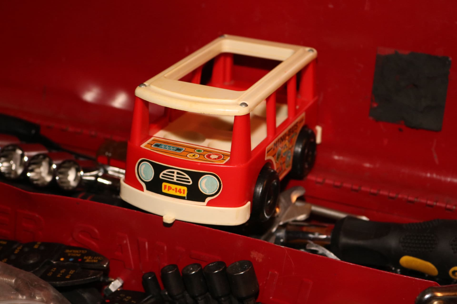 Fisher Price Mini Bus Toy for Little People 1969 Wooden 1960s School ...