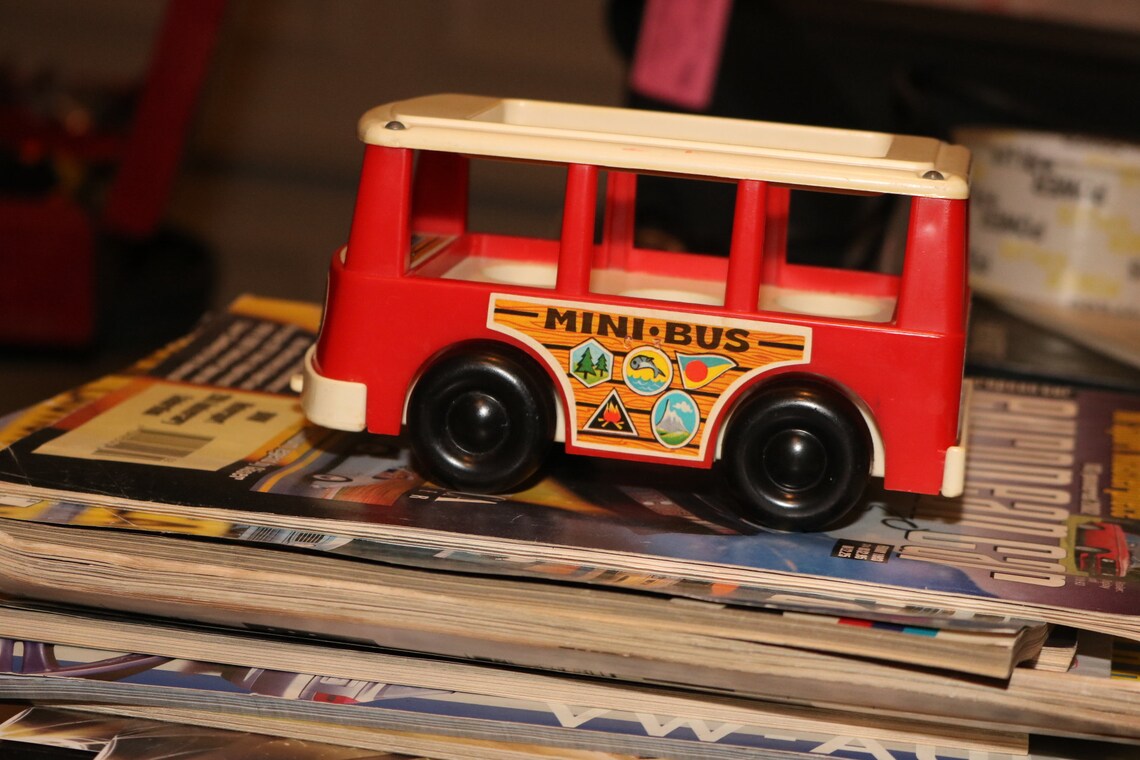 Fisher Price Mini Bus Toy for Little People 1969 Wooden 1960s School ...