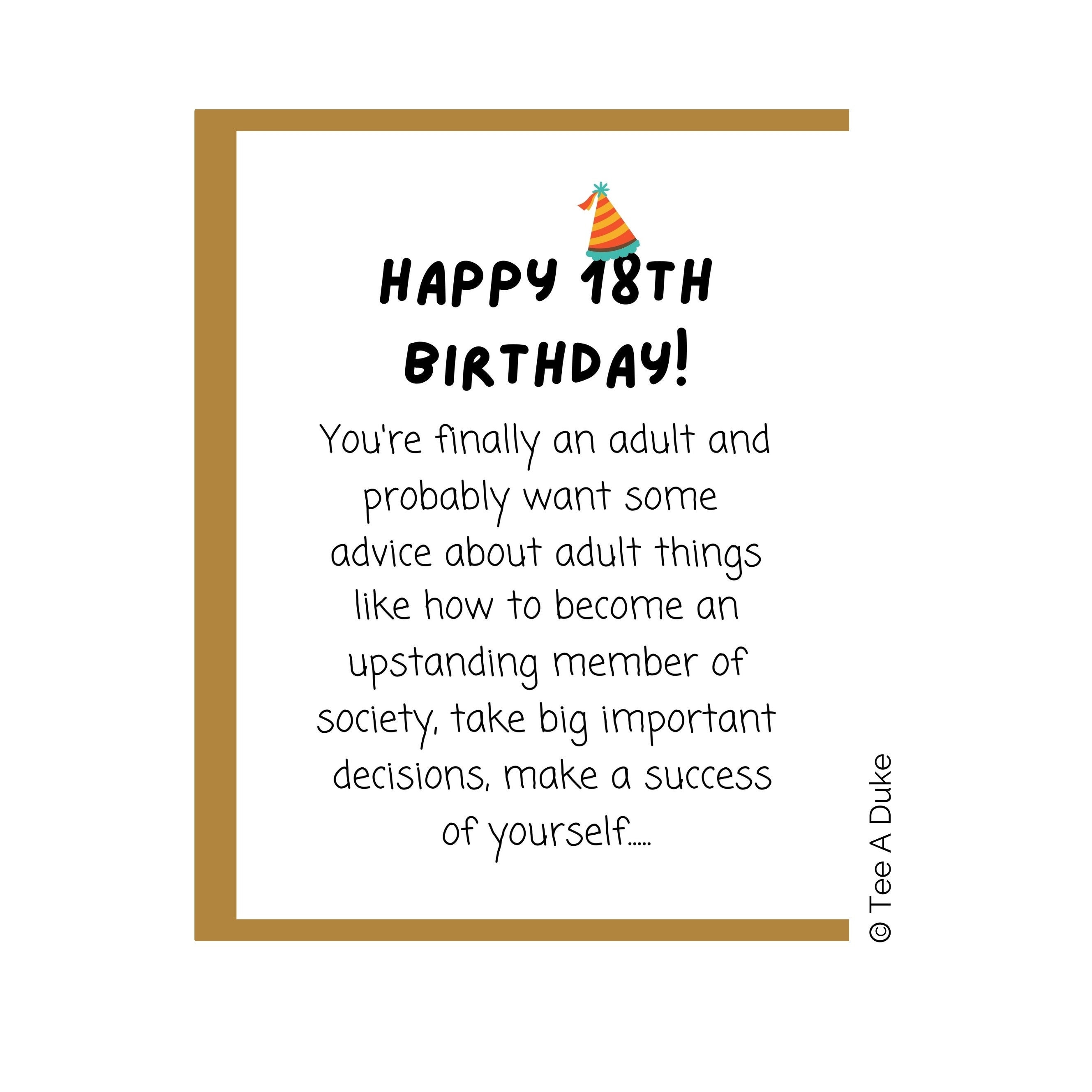 Funny 18th Birthday Card 18th Birthday Card Unique Quirky Etsy