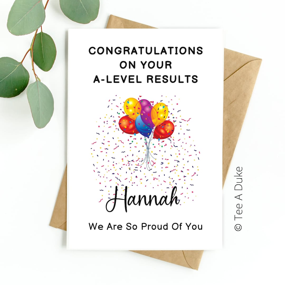 A-level Results Congratulations Card, Exam Congrats Card, GCSE Results ...