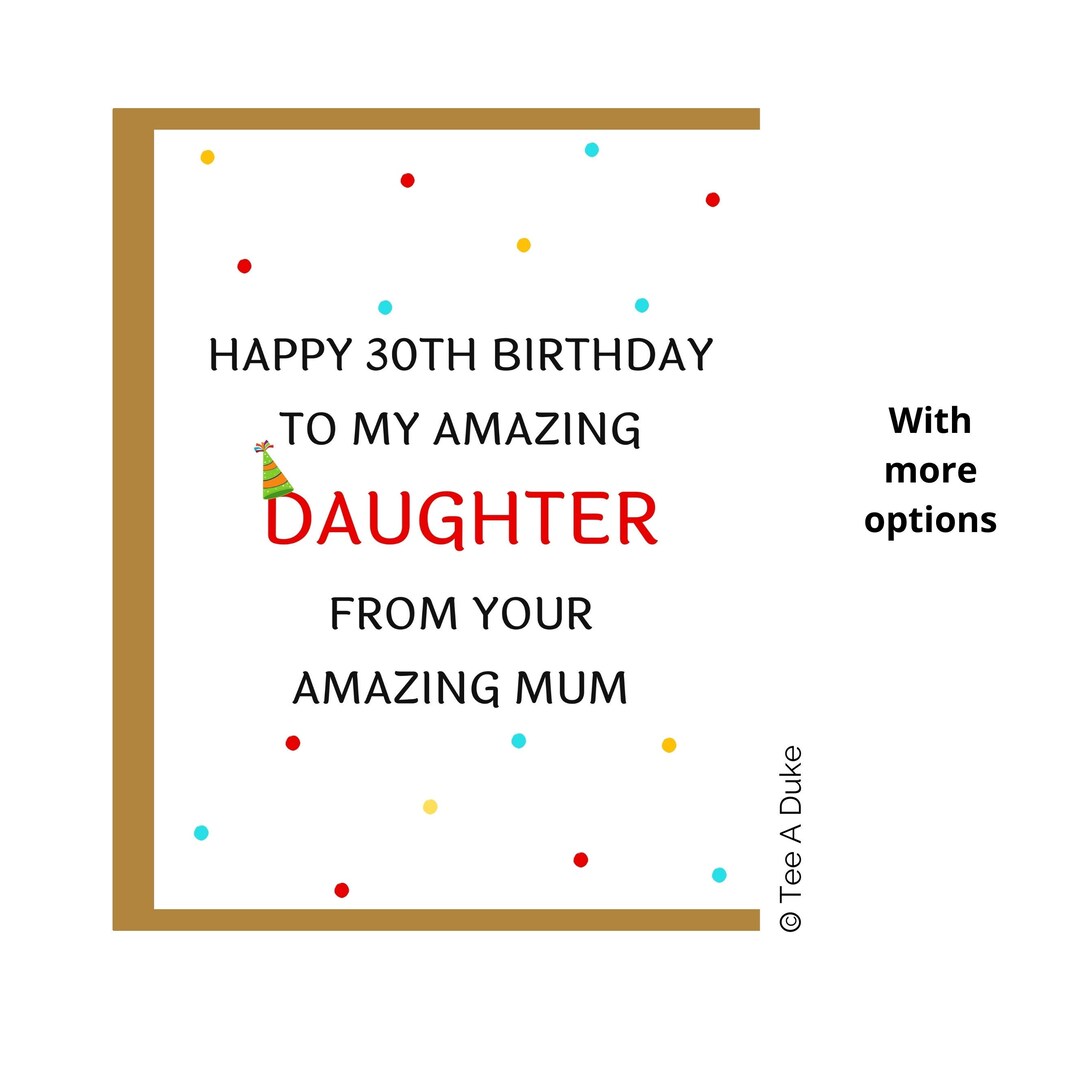 30th Birthday Card for Daughter Amazing Daughter 30th Birthday Card ...