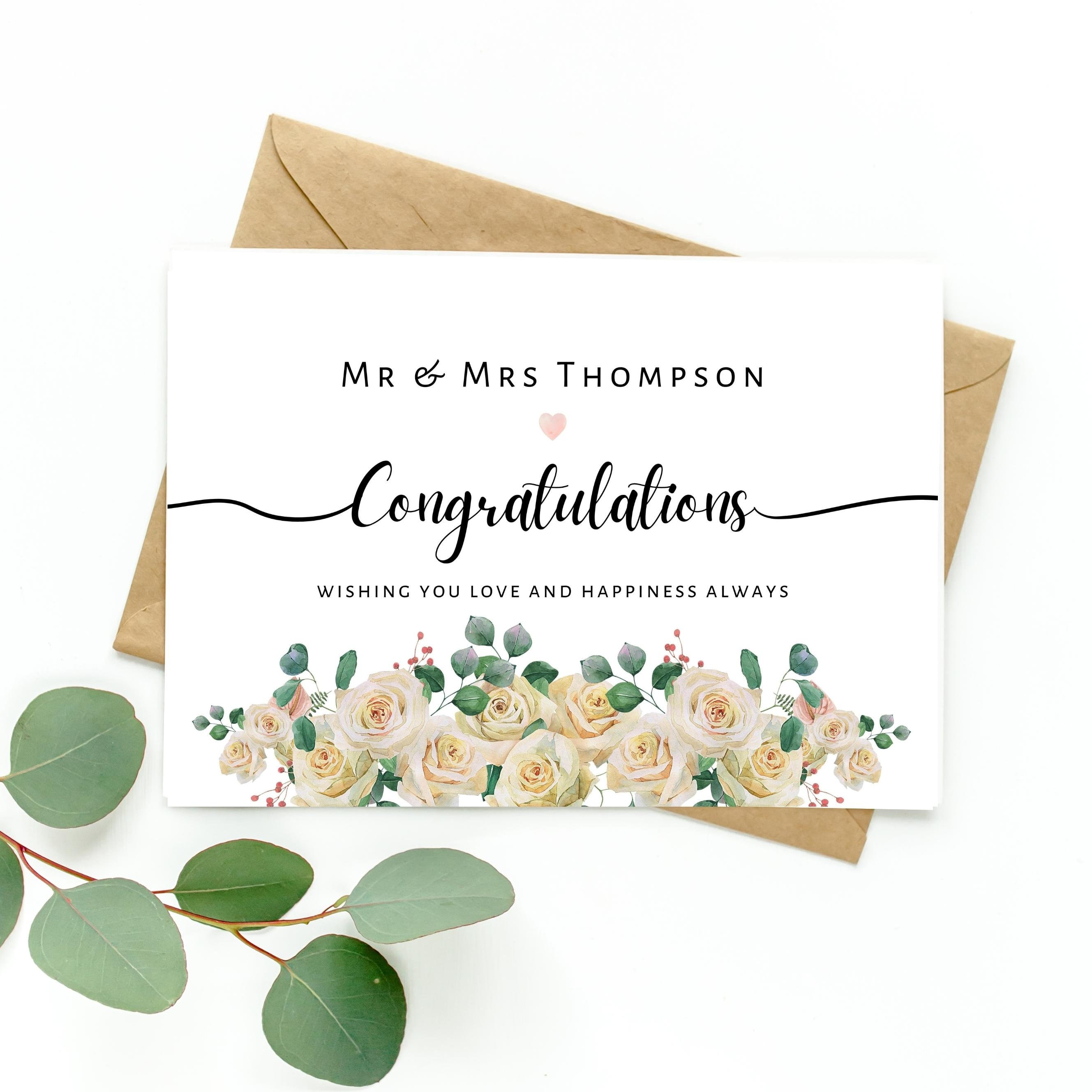Personalised Floral Wedding Card Congratulations on Your Wedding Day ...