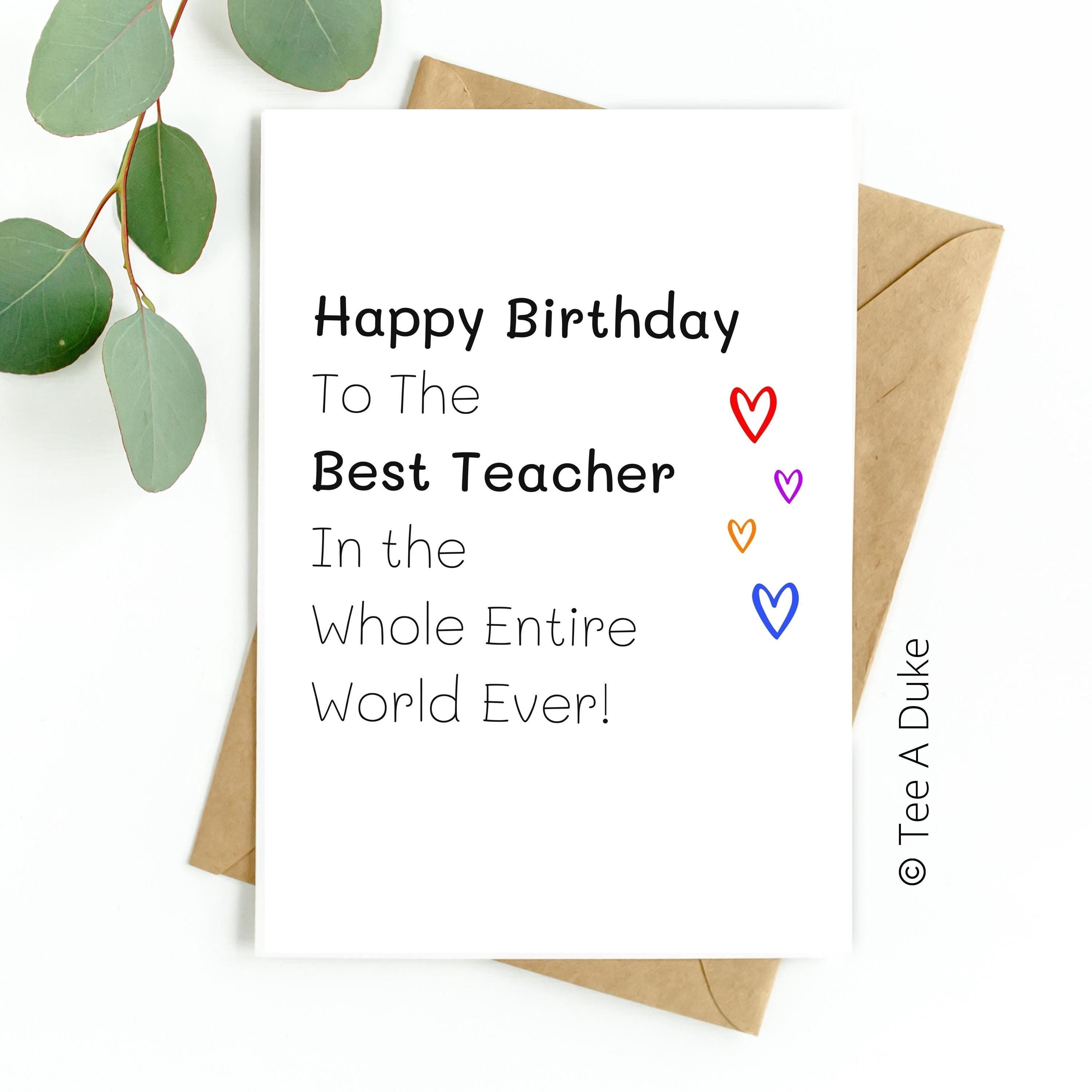 Birthday Card for Teacher, Teacher Birthday Card, Teacher Card, Happy ...