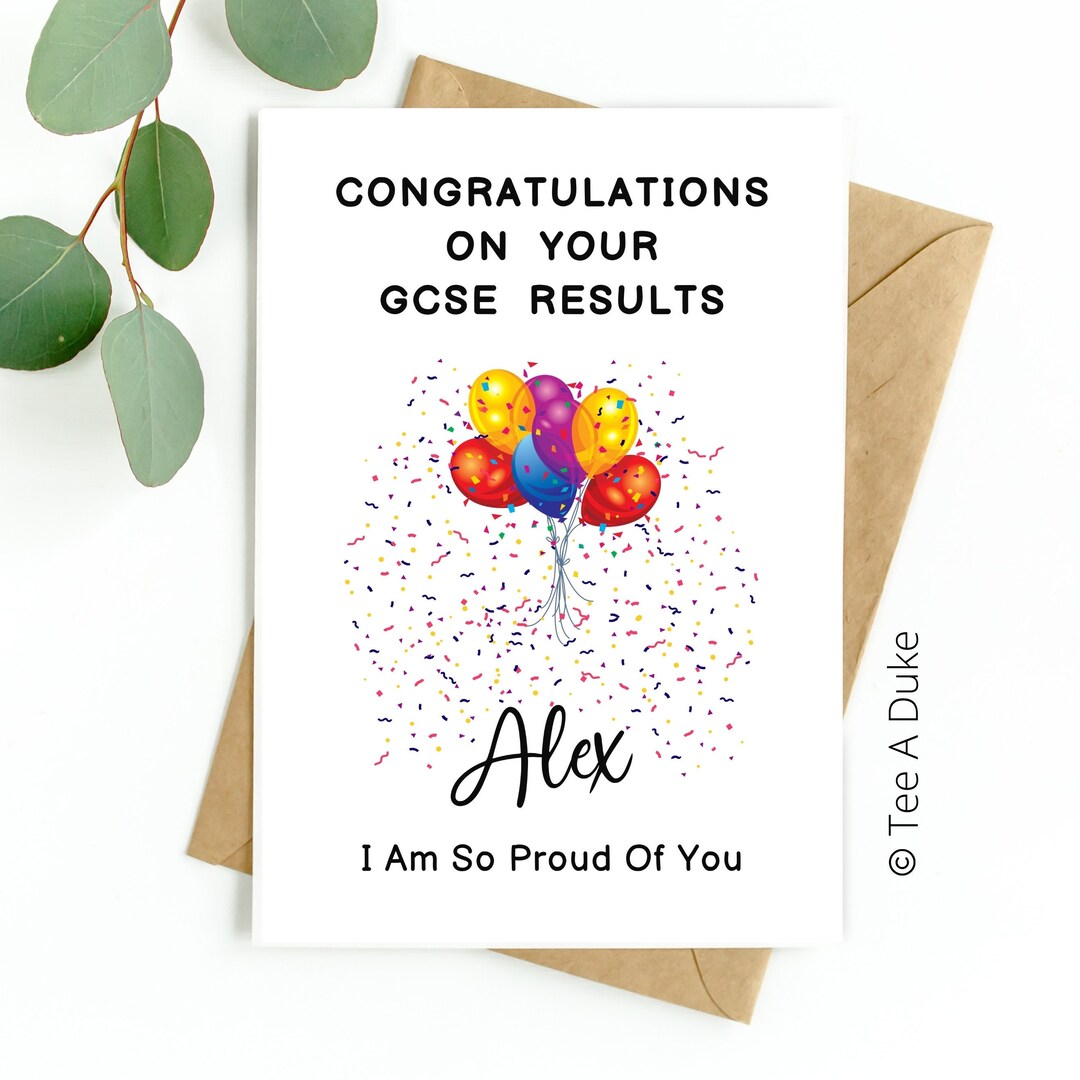 GCSE Results Congratulations Card, Exam Congrats Card, A-level Results ...