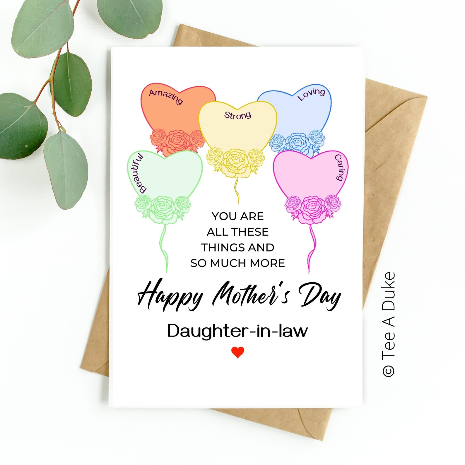Mother's Day Card for Daughter Heart Balloons Daughter Mother's Day ...