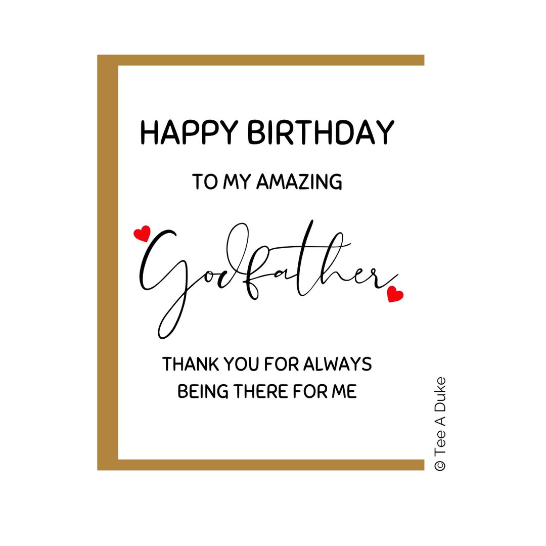Birthday Card for Godfather, Godfather Birthday Card, Birthday Card for ...