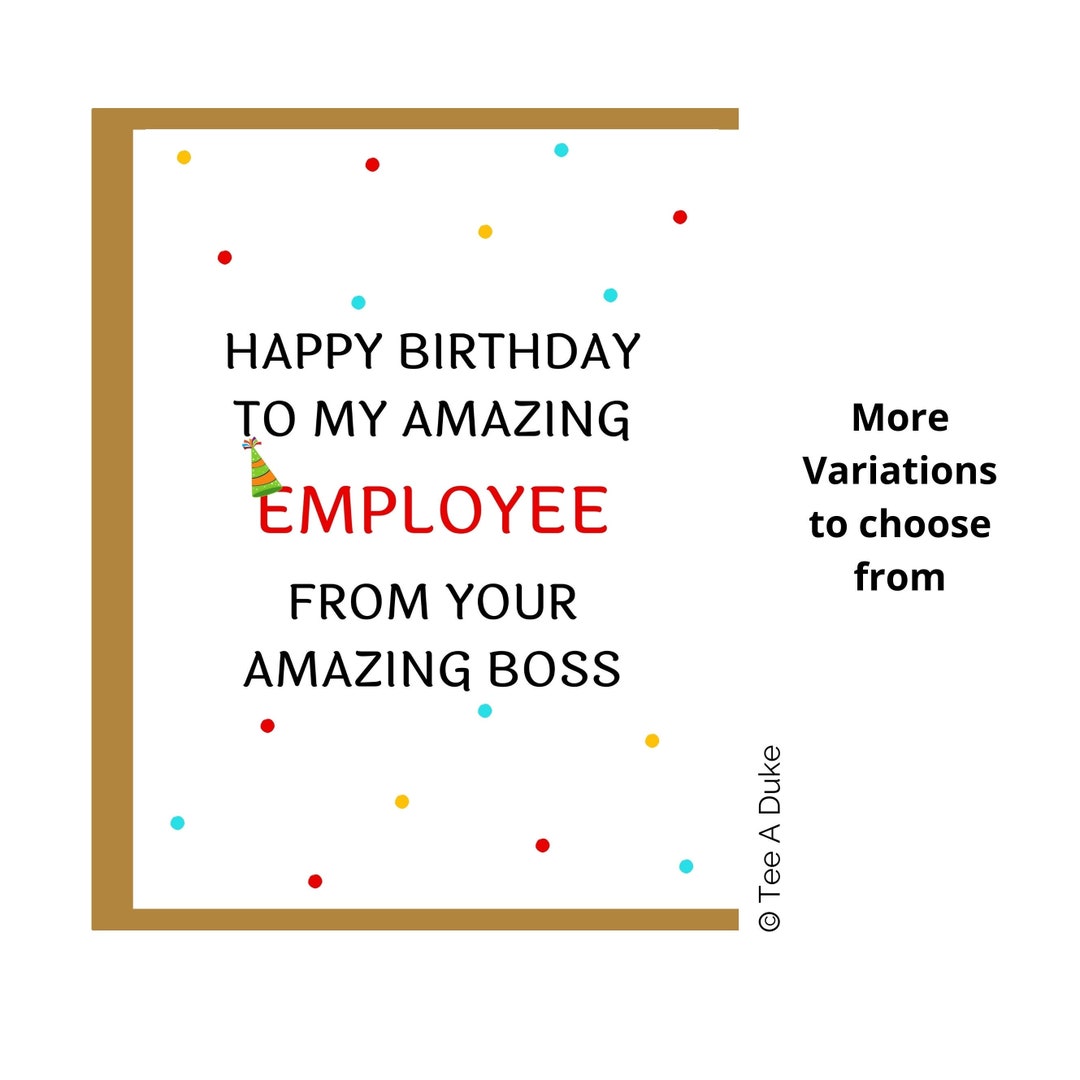 Birthday Card for Employee, Employee Birthday Card, Card for Team ...