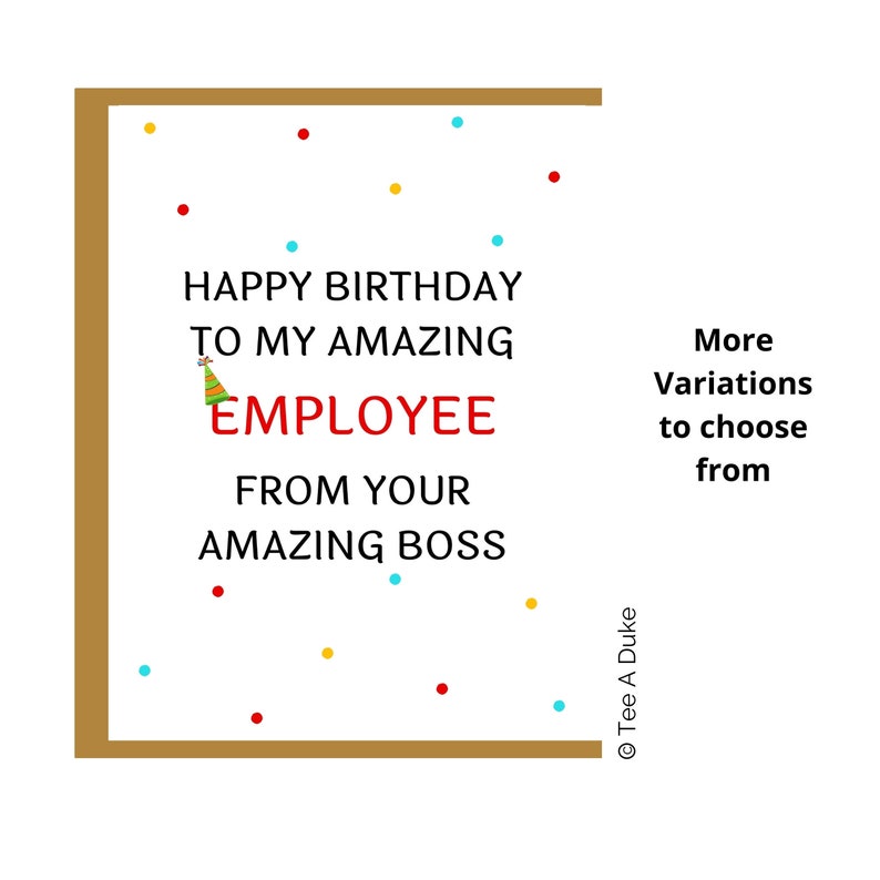 Birthday Card for Employee, Employee Birthday Card, Card for Team ...