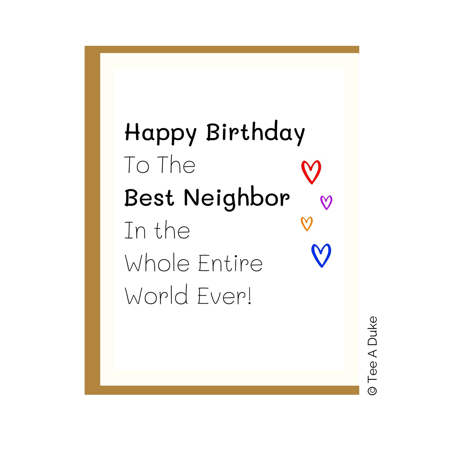 Best Neighbour Birthday Card Birthday Card for Neighbor - Etsy UK