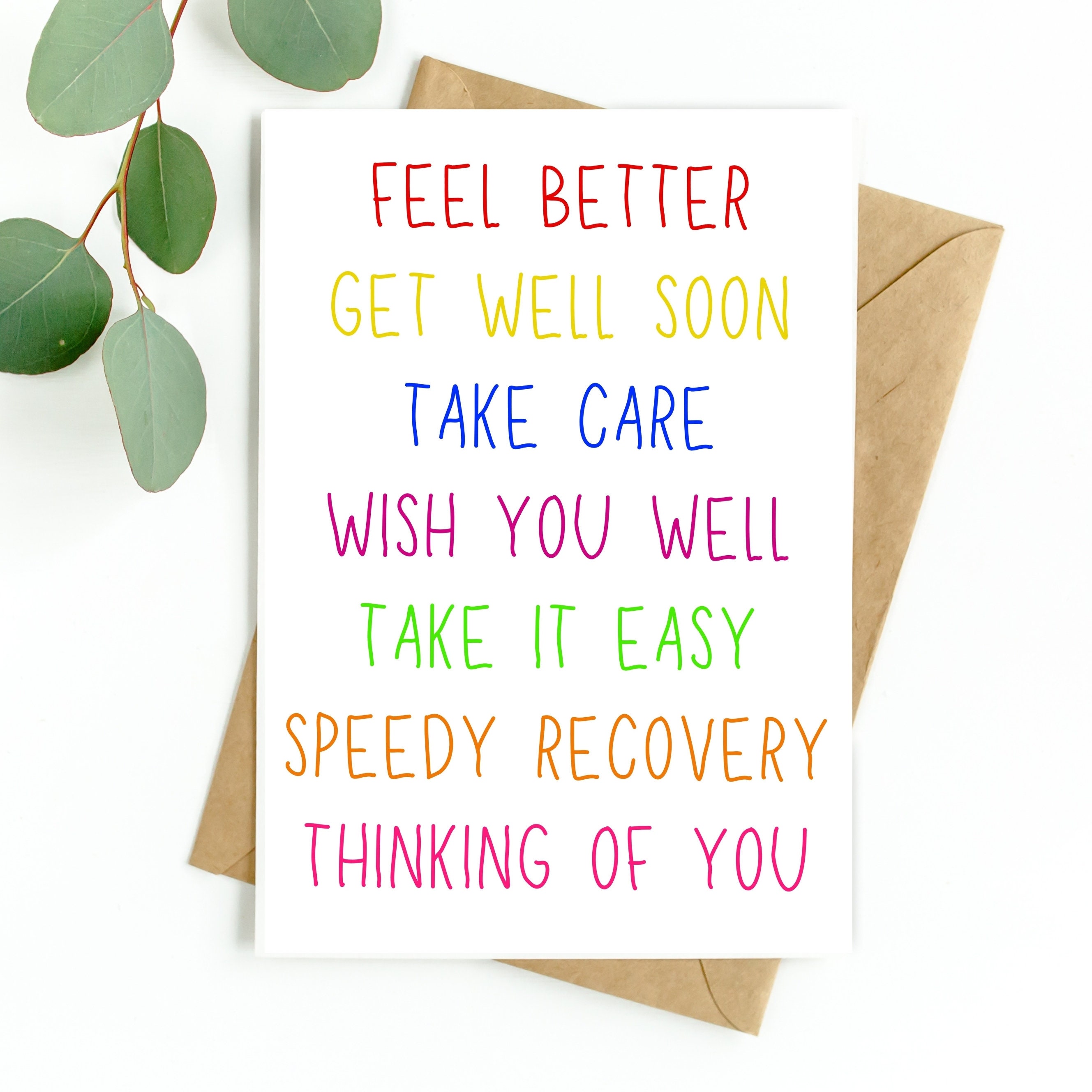Get Well Card, Get Well Soon Card, Thinking of You Card, Hospital Card ...