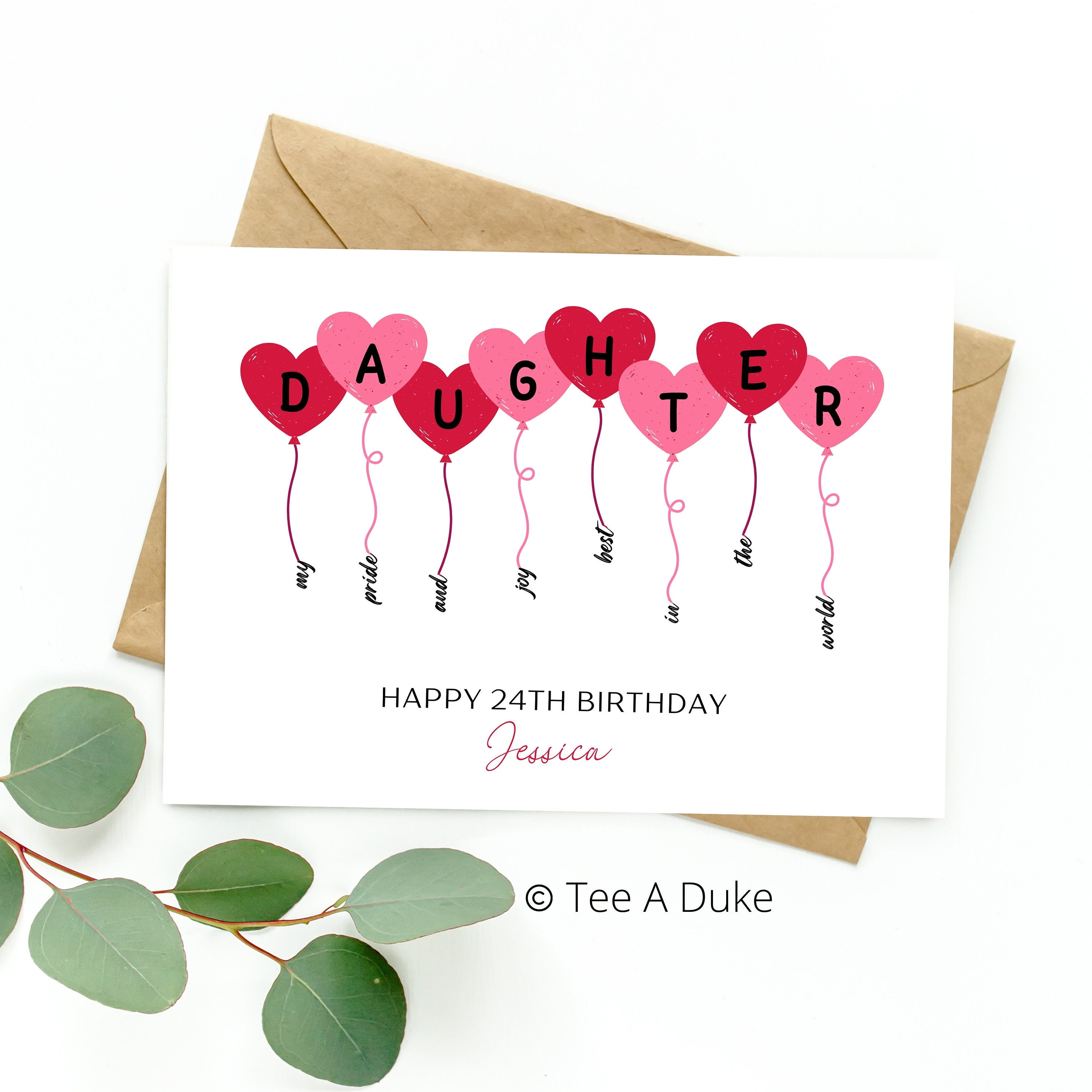 Birthday Card for Daughter, Heart Balloons Daughter Birthday Card, Best ...