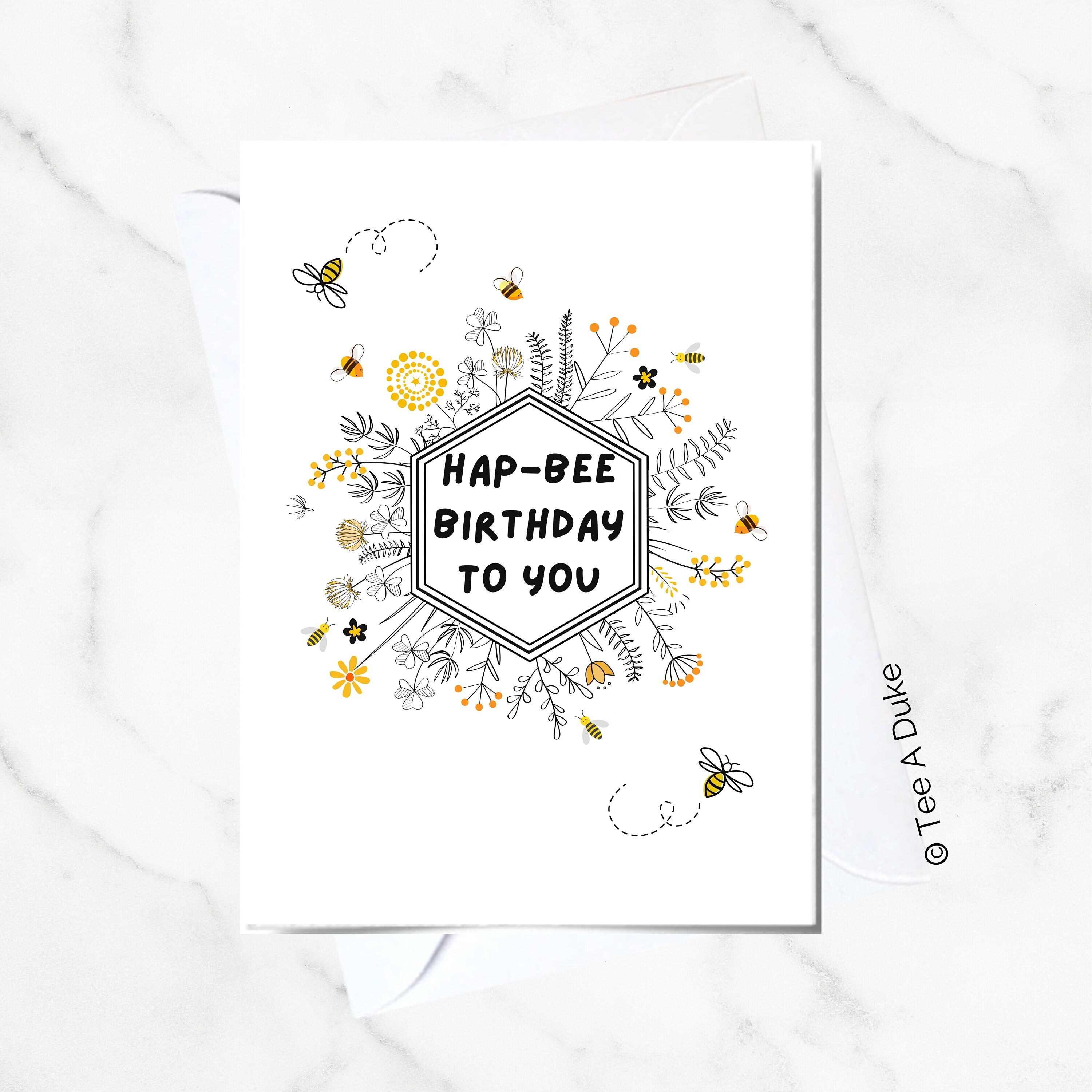 Bee Birthday Card Happy Bee-day Hap-bee Birthday to You - Etsy UK