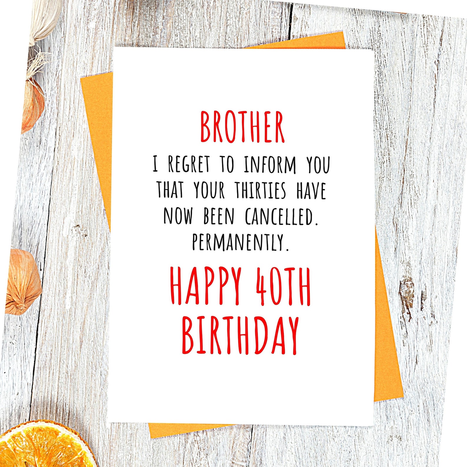 Brother Birthday Card Funny 40th Birthday Card for Brother | Etsy