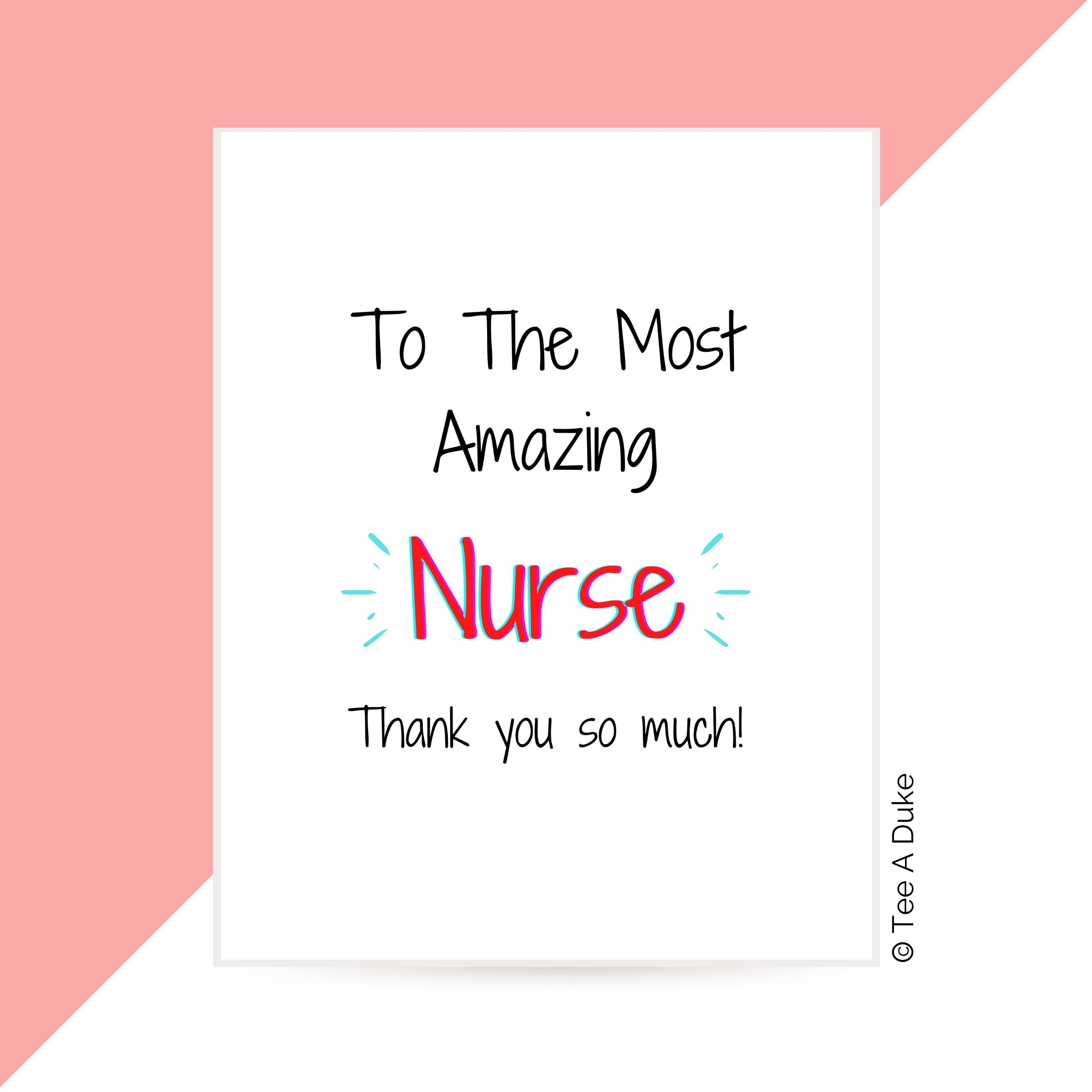Thank You to the Most Amazing Nurse Thank You Nurse Card - Etsy Norway