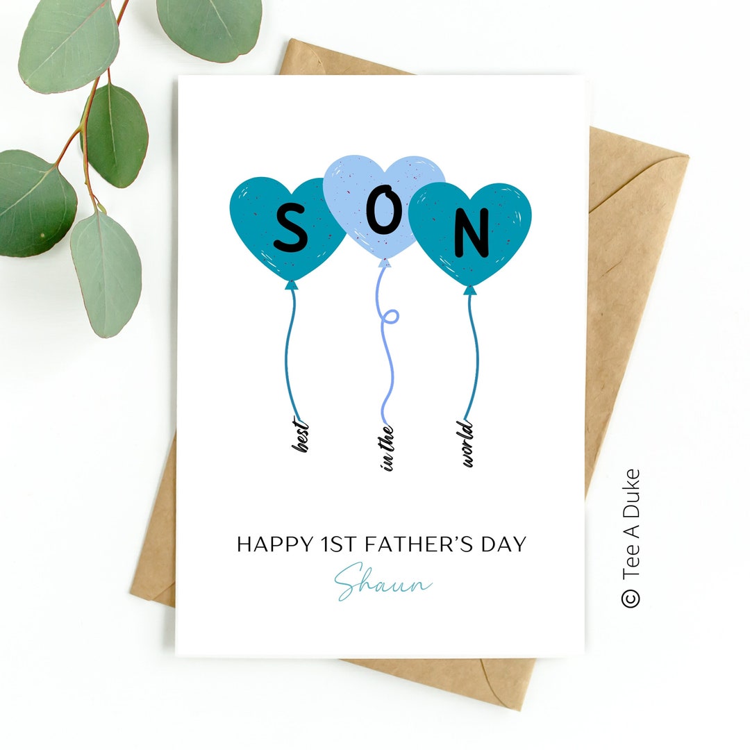 Father's Day Card for Son, Heart Balloons Son 1st Father's Day Card, Father Day Card for Son ...