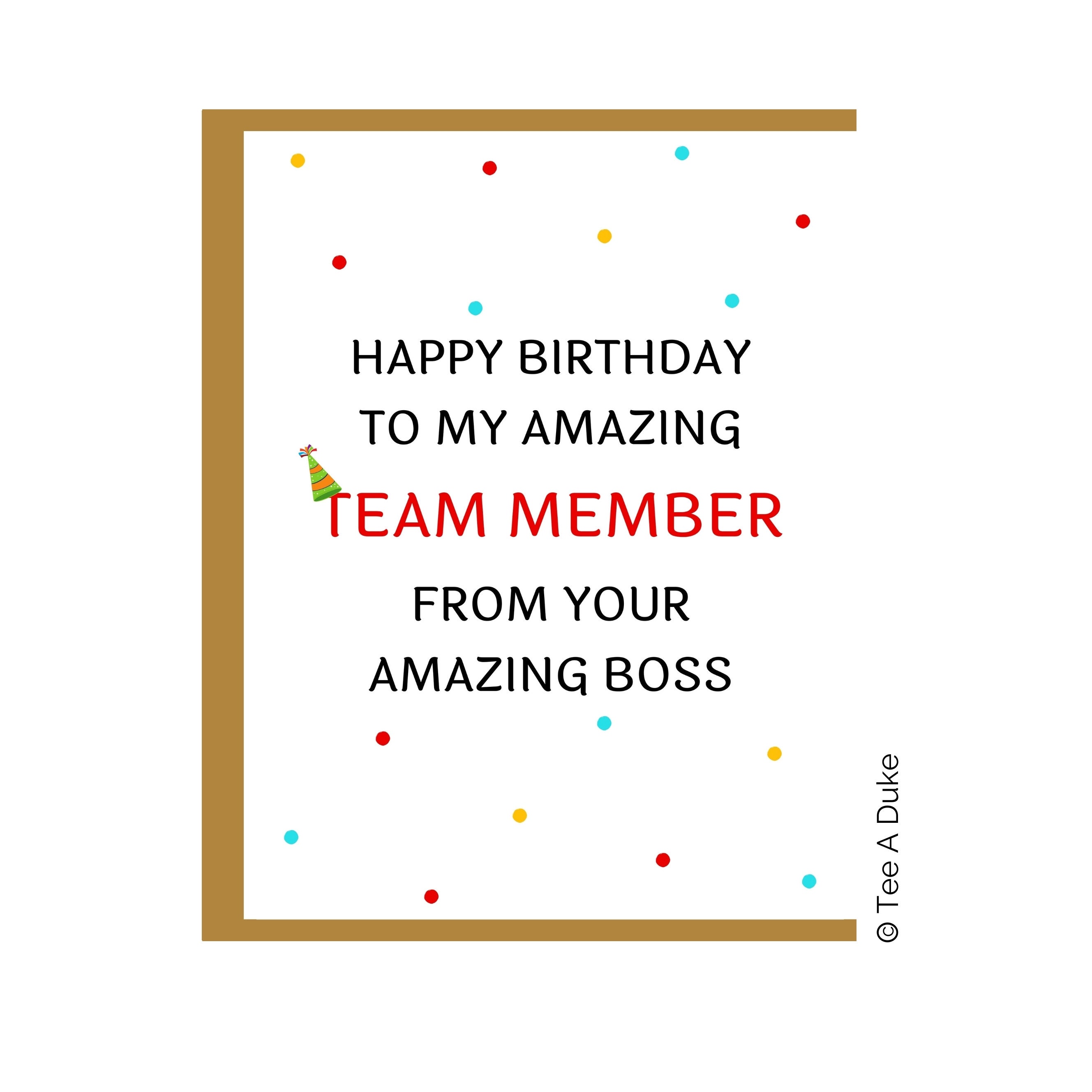 Birthday Card for Employee, Employee Birthday Card, Card for Team ...