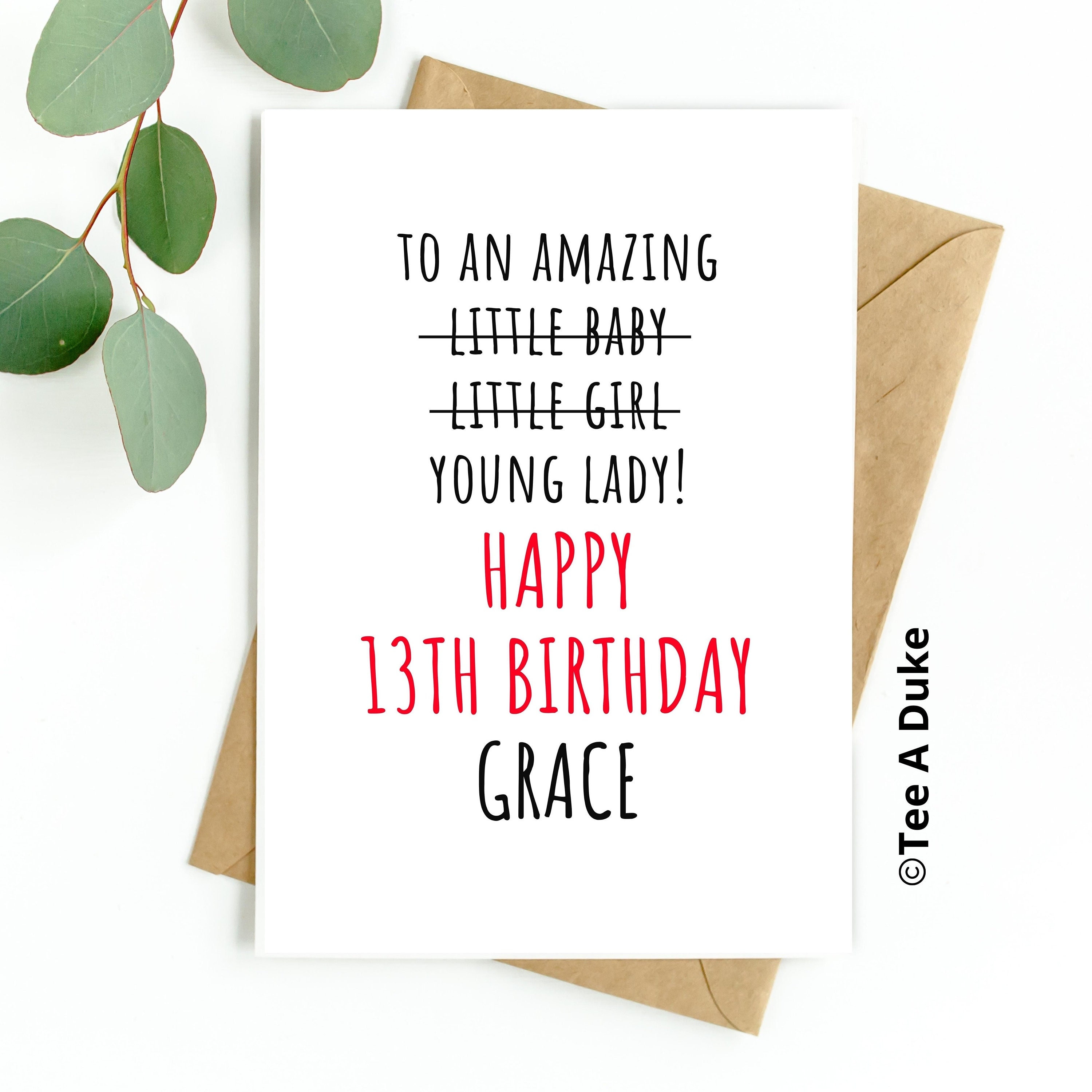 13th Birthday Card for Girl, 13th Card for Daughter Niece Goddaughter ...