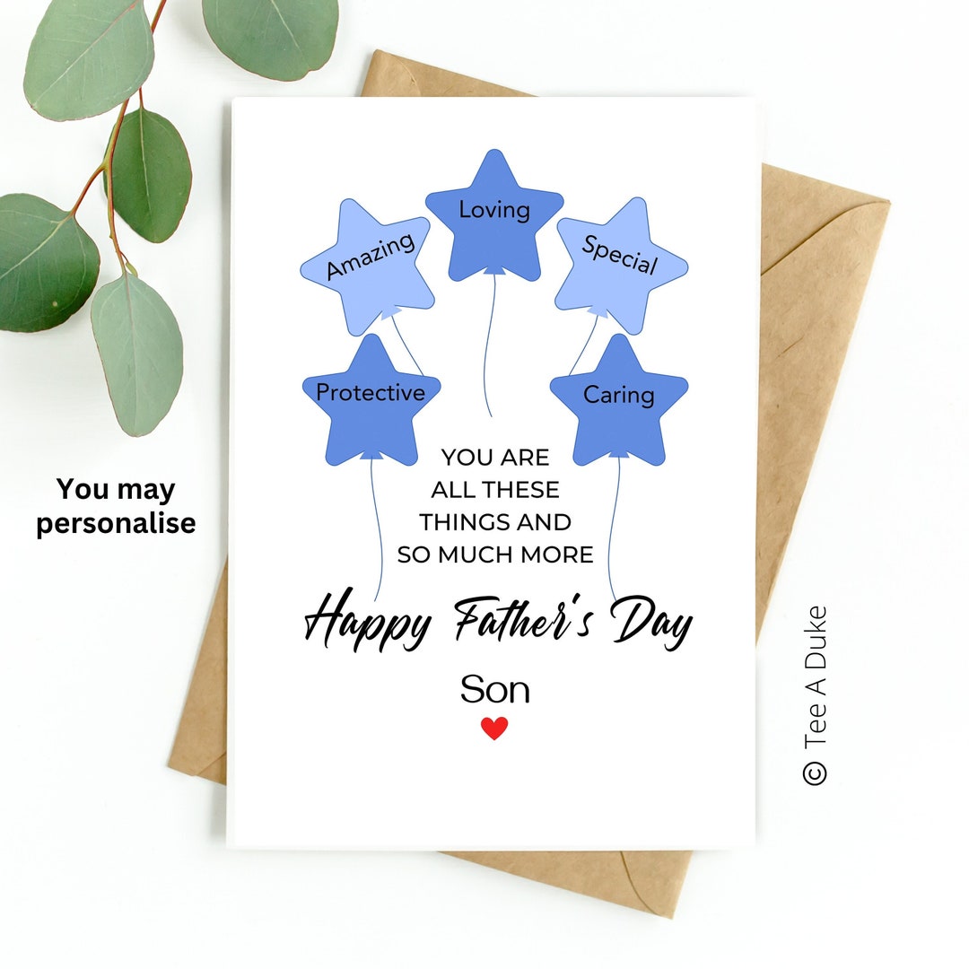 Father's Day Card for Son, Star Balloons Fathers Day Card for Son, Card ...