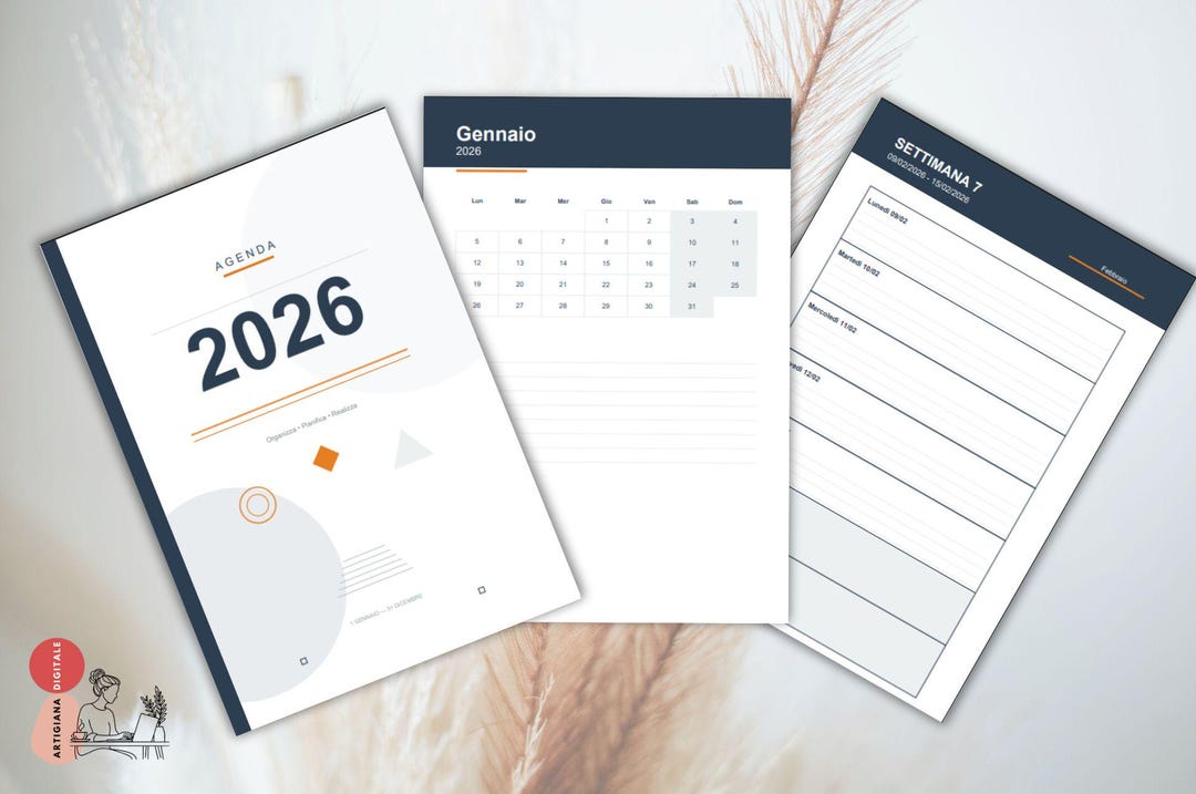 Elegant 2026 Digital Agenda – Printable Planner in Italian | Monthly ...