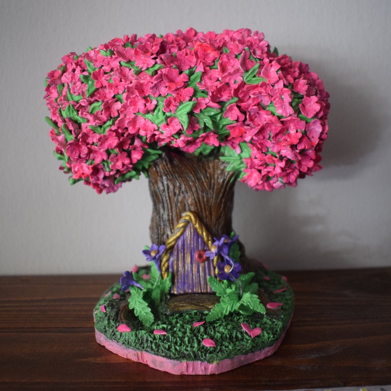 Clayhandmade pink Tree Fairy House - Etsy