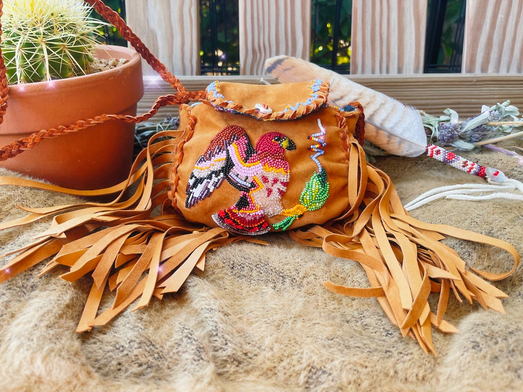 Hand Made Authentic Native American Made Acorn Leather Suede Small ...