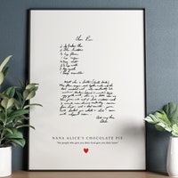 Your Handwritten Recipe/letter Transferred to UV Printed Wooden Framed ...