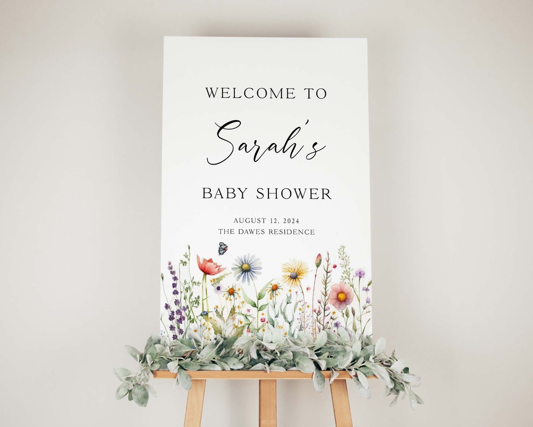 Wildflower Welcome Sign, Baby Shower Welcome Sign, Floral Baby Shower ...