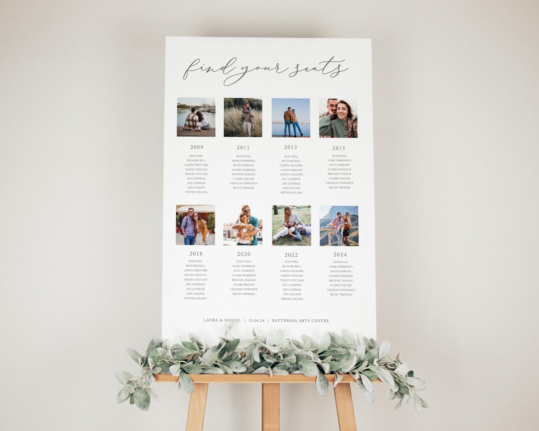 Wedding Photo Seating Chart, Photo Wedding Seating Plan, Seating Chart ...
