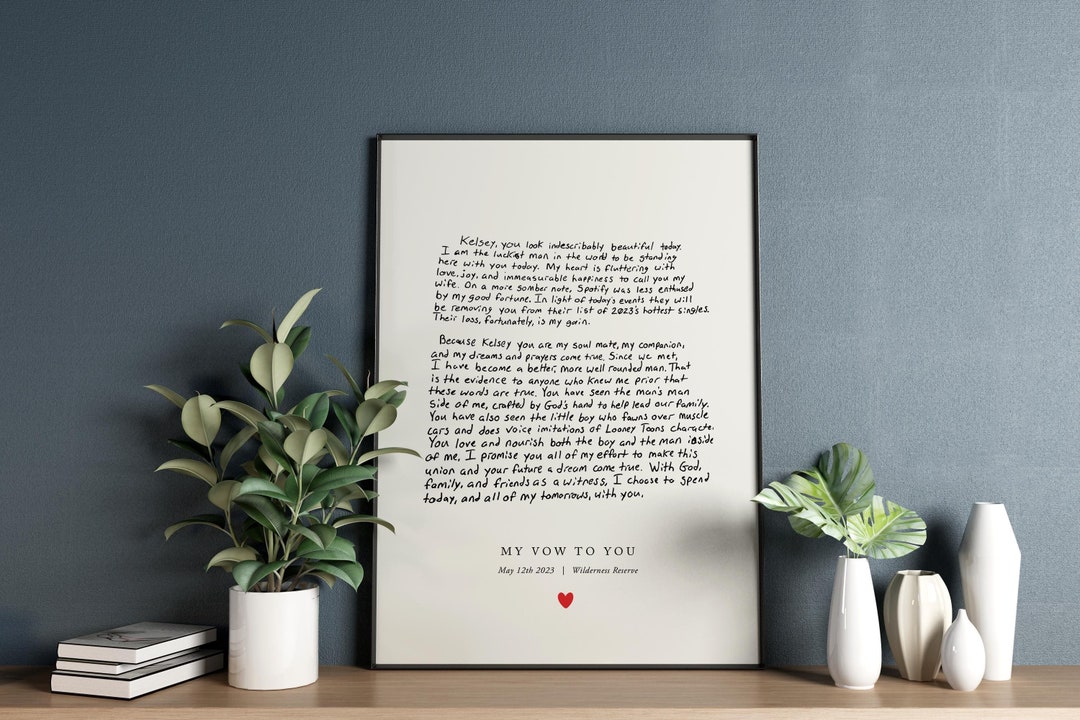 Our Vows Print, Personalised Our Wedding Vows Print, Our Vows Poster ...