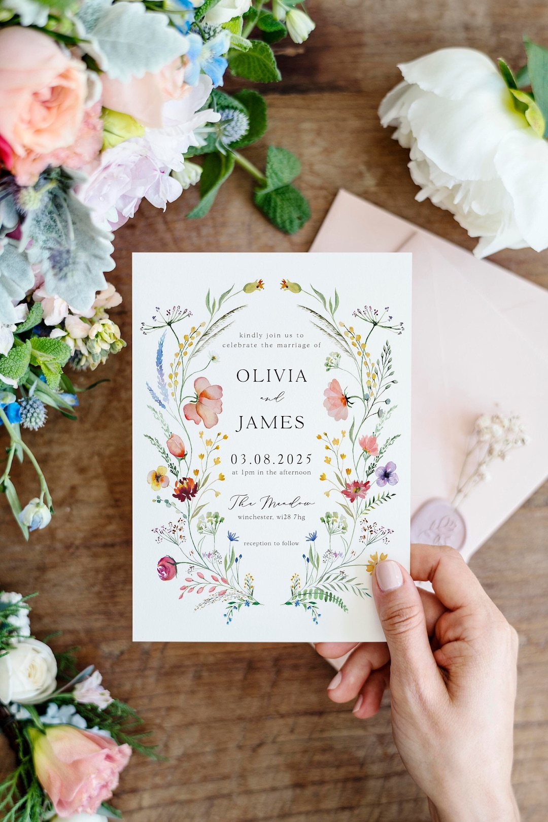Wildflowers Wedding Invites, Floral Wedding Invites, Country Wedding ...