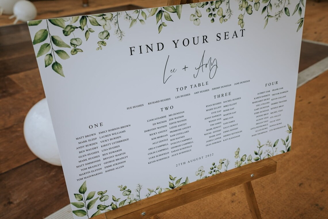 Wedding Seating Plan Botanical Wedding Seating Plan Greenery - Etsy