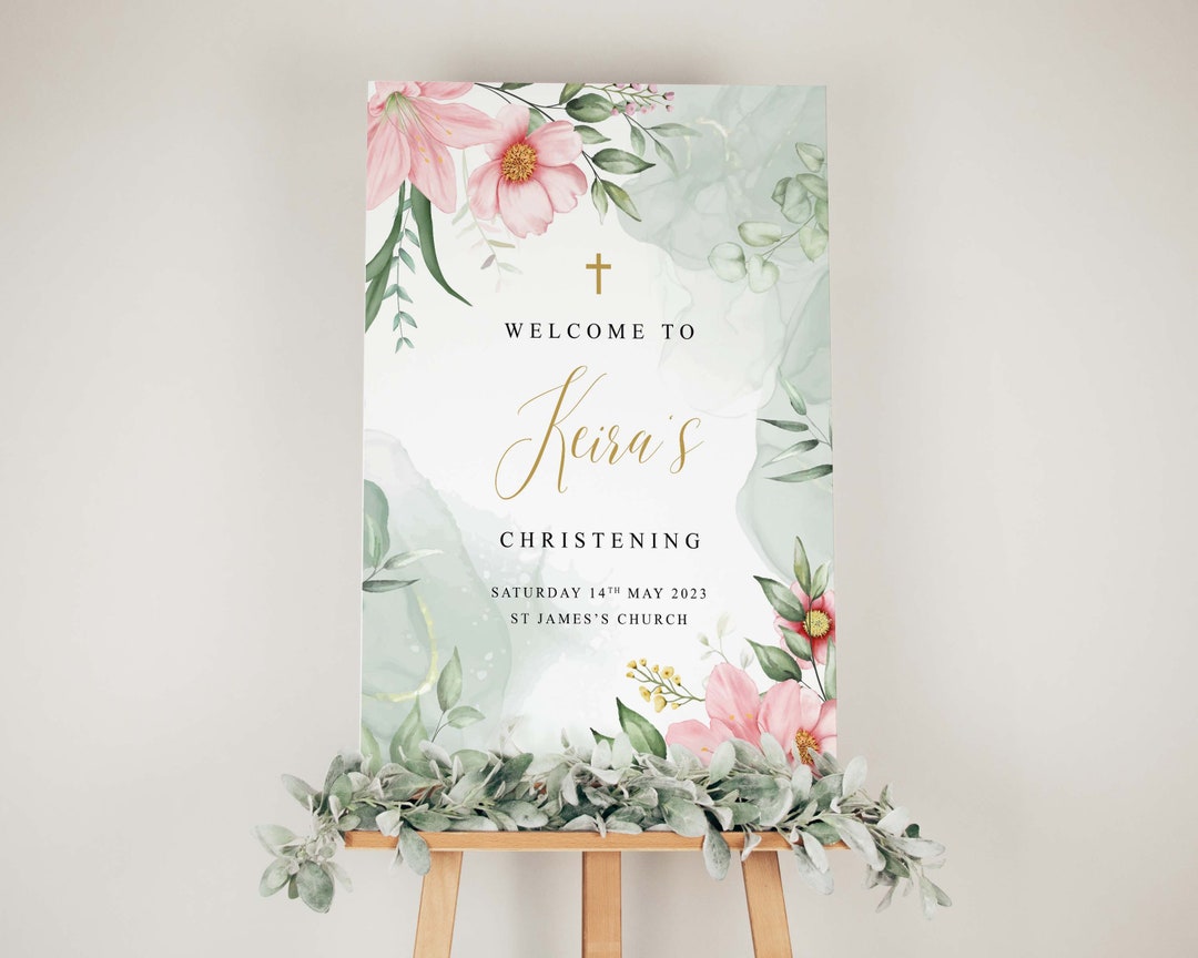 Christening Welcome Sign, Christening Sign, Baptism Welcome Sign ...