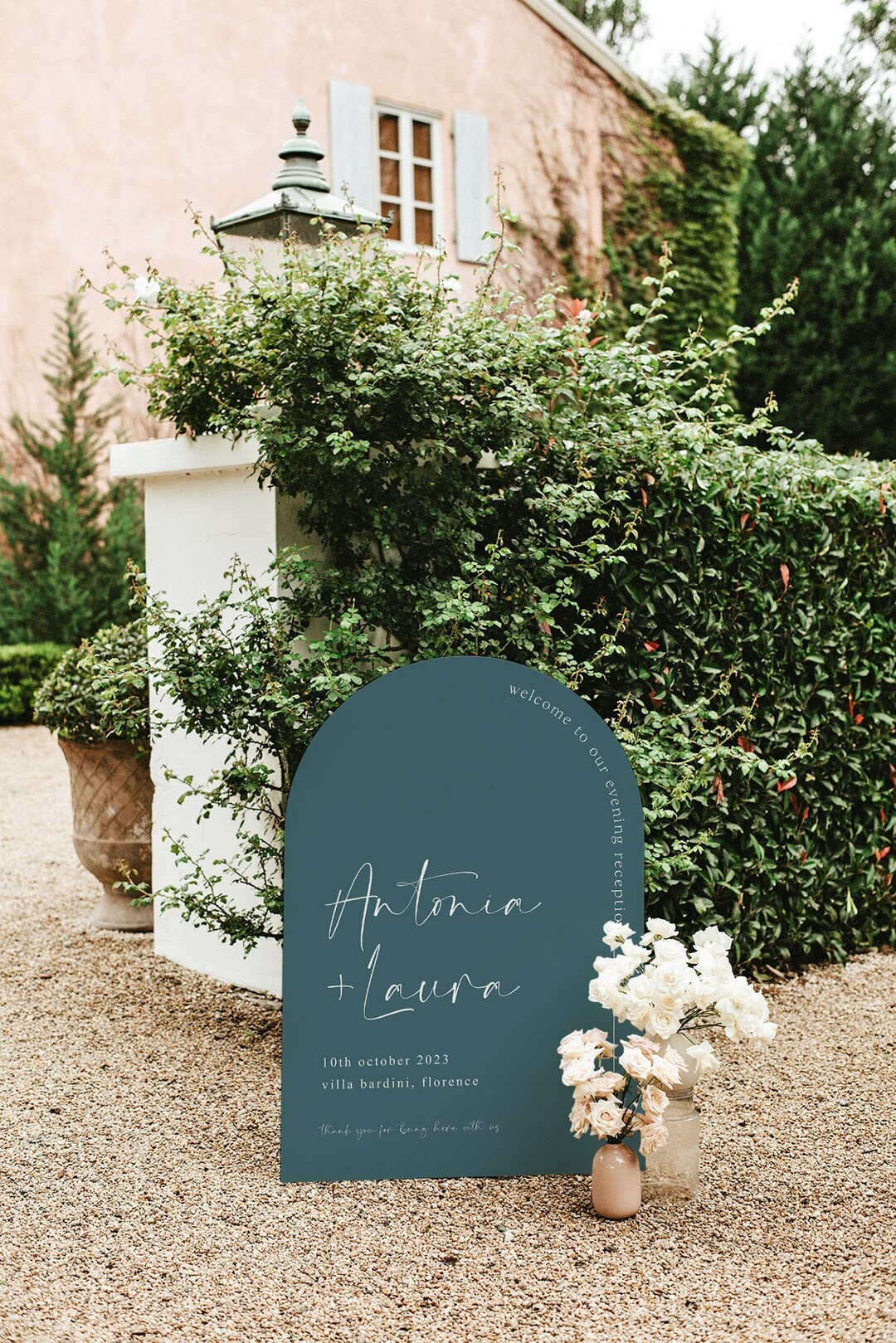 Arched Wedding Welcome Sign, Arch Wedding Sign, Blue Welcome to Our ...