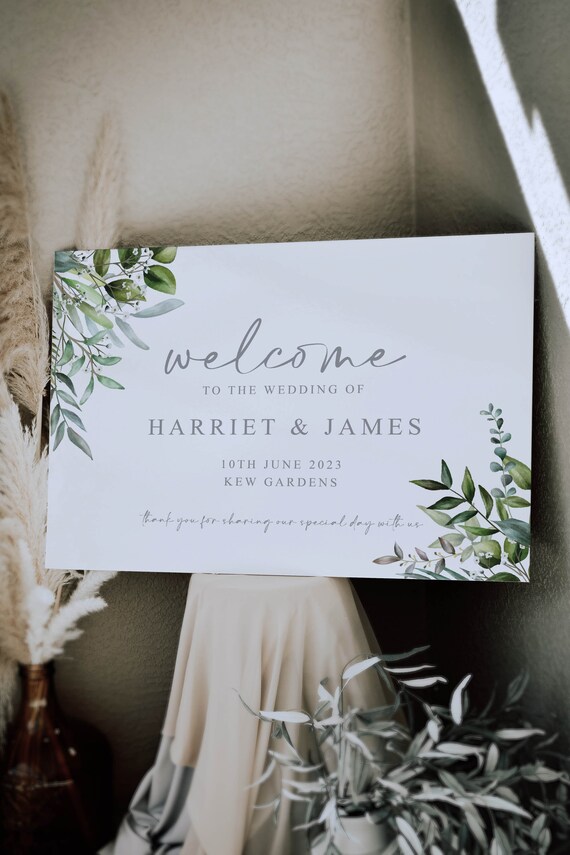 Wedding Welcome Sign Botanical Wedding Sign Welcome to Our - Etsy