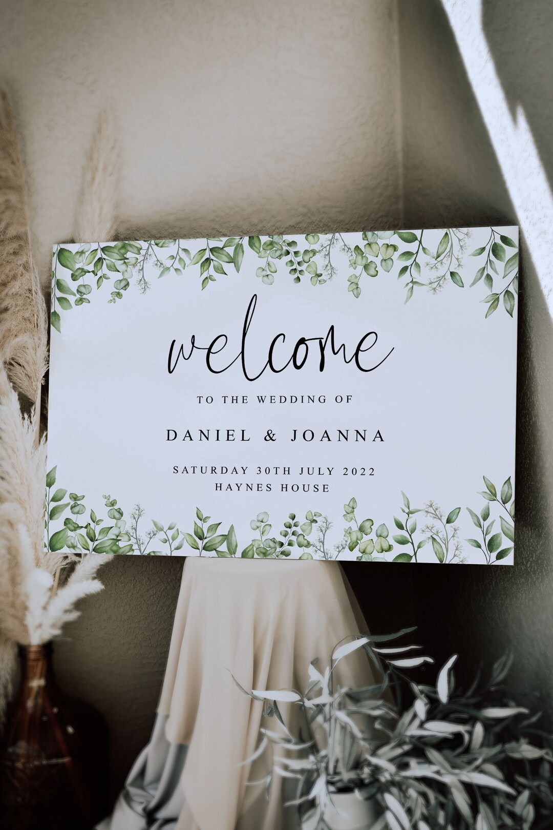 Wedding Welcome Sign, Botanical Wedding Sign, Welcome to Our Wedding ...