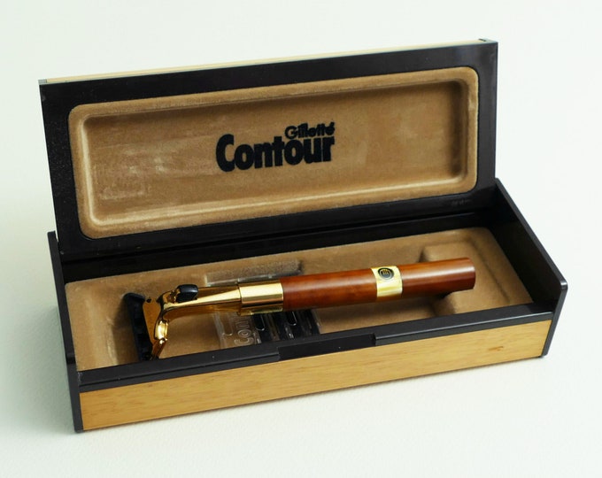 Gillette Contour Plus Gold Mahogany New Saftey Razor Box NOS Atra Plus ...