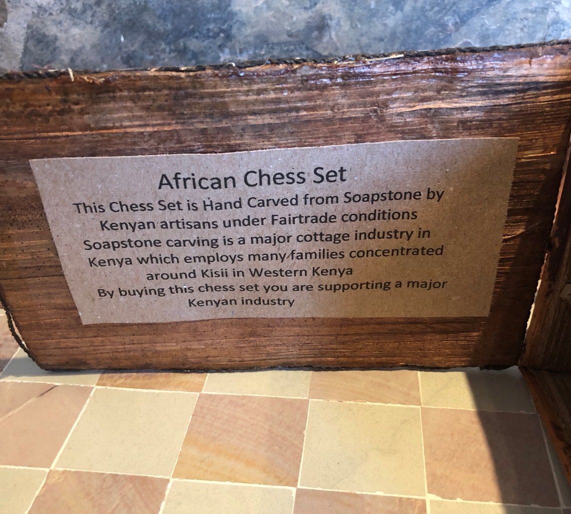 Hand Carved Animal Chess Set 14 Inch With Banana Fibre | Etsy